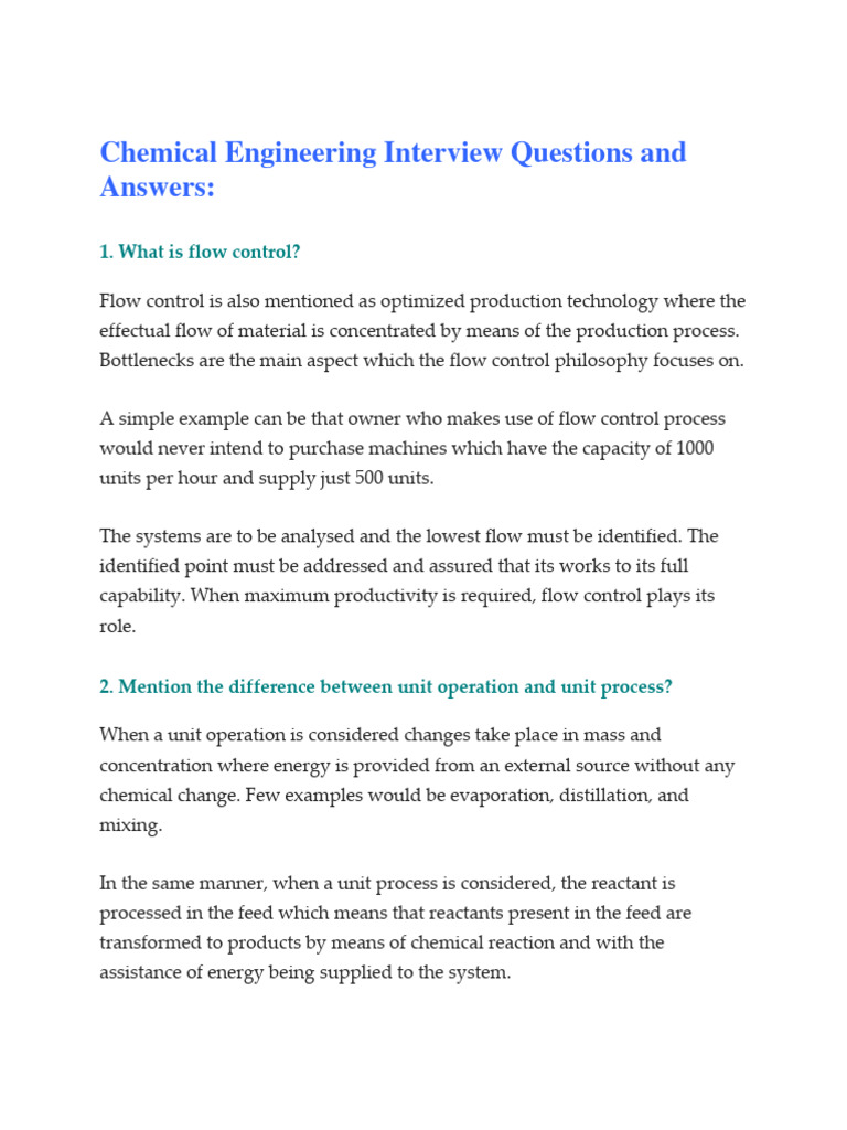 Chemical Engineering Interview Questions and Answer | PDF | Greenhouse ...