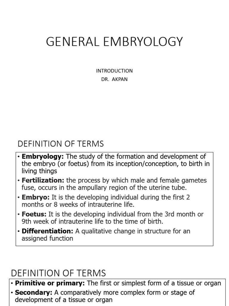 GENERAL EMBRYOLOGY | PDF | Anatomical Terms Of Location | Embryo