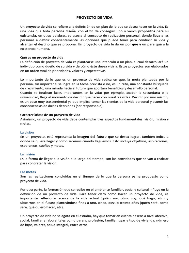 Proyecto de Vida | PDF | Vida | Desarrollo personal