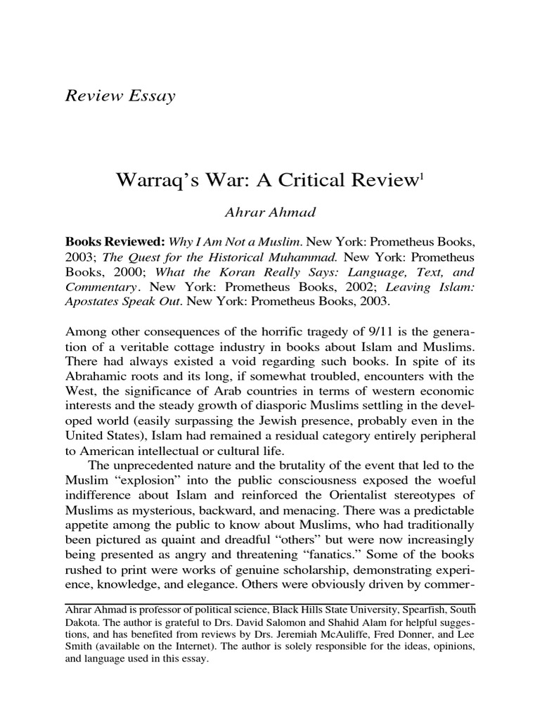 Critical Review of Ibn Warraq's Works | PDF | Muhammad | Quran