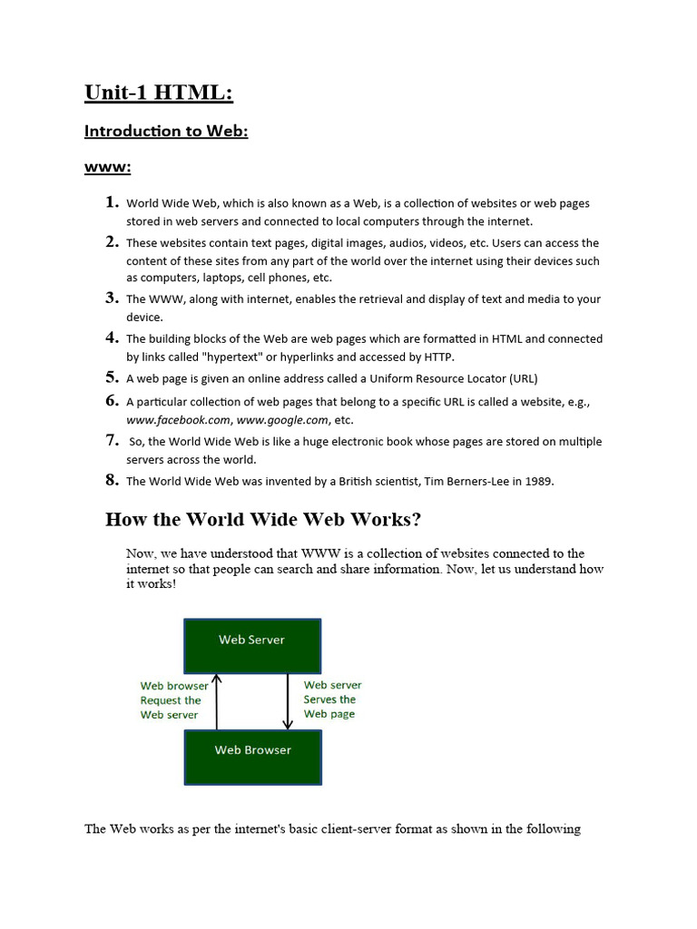 Unit-1 msd html | Download Free PDF | World Wide Web | Internet & Web
