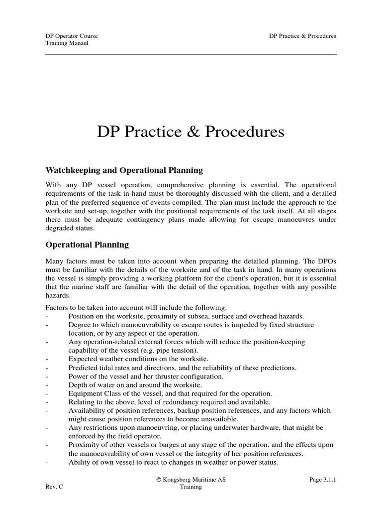 DP Operator Course: Planning & Procedures | PDF | Risk | Underwater Diving