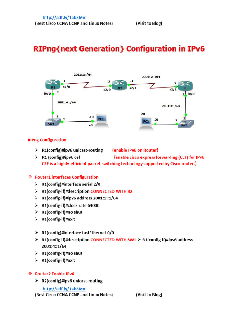 RIPng IPv6 Configuration | PDF | I Pv6 | Cisco Certifications