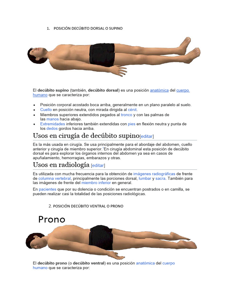 posiciones | PDF | Términos anatómicos de ubicación