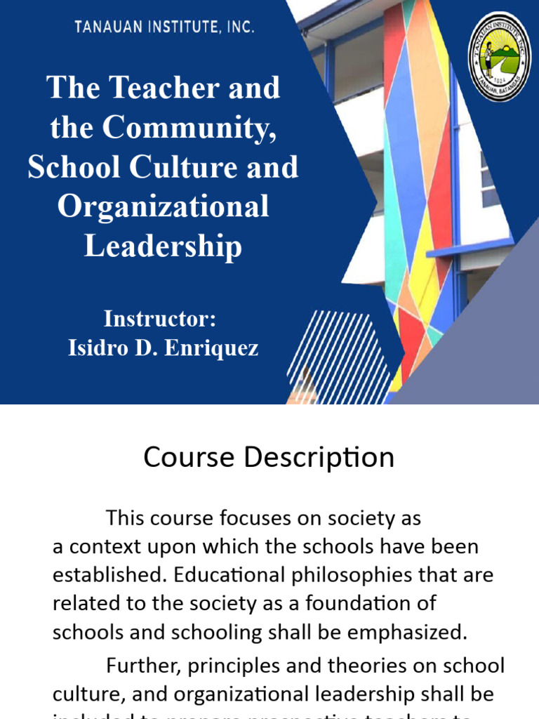 Lesson 01 the Teacher and the Community School Culture Updated 2nd Sem ...