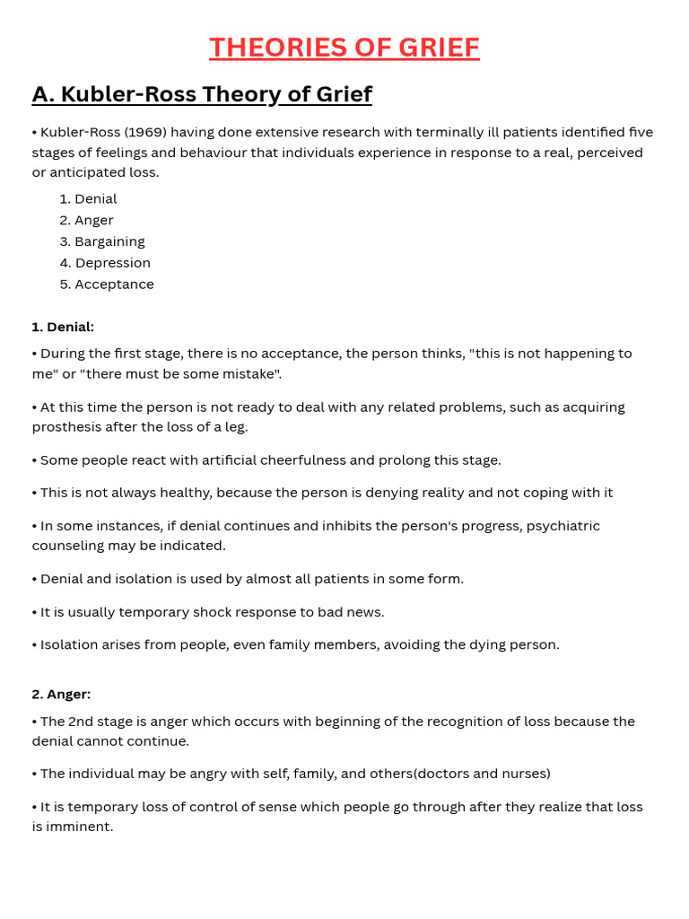 Theories Of Grief Pdf Grief Anger