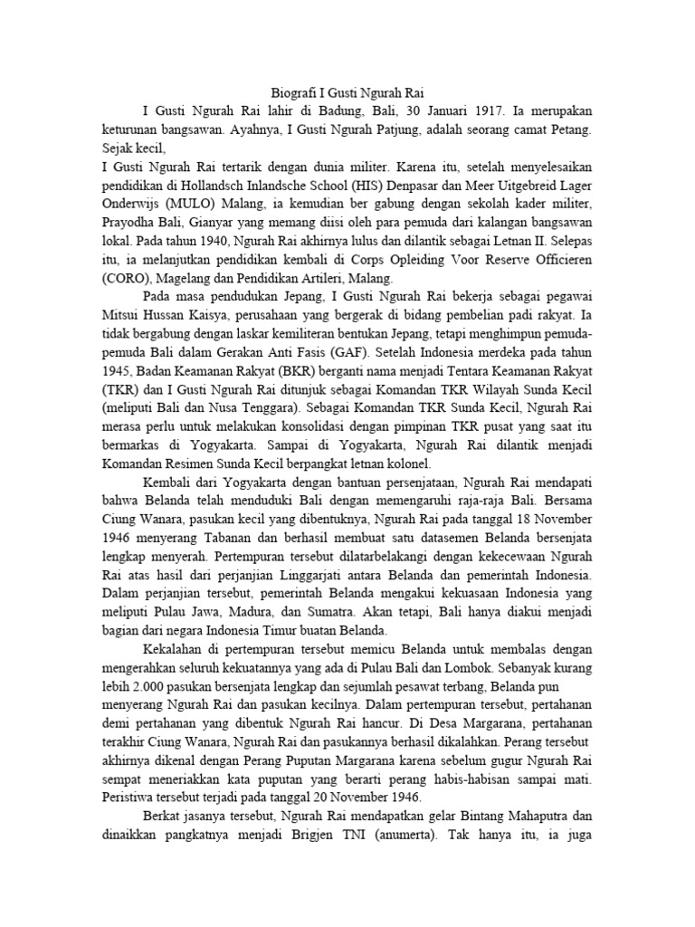 Biografi I Gusti Ngurah Rai | PDF