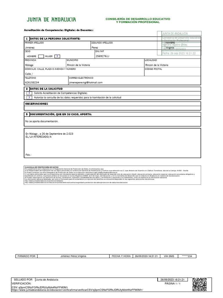 Solicitud - 21059930 2 | PDF | Documento de identidad