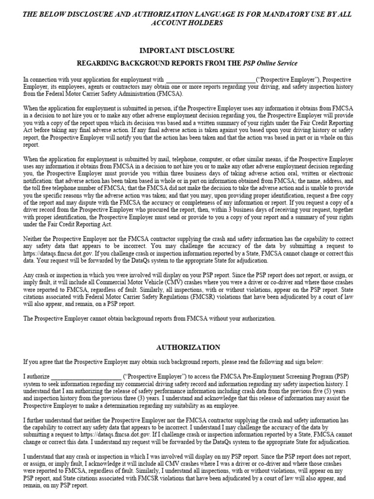 PSP Authorization Form | PDF | Government