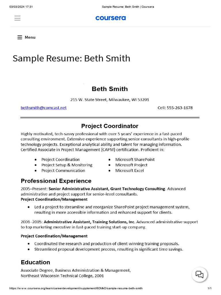 Sample Resume - Beth Smith | PDF | Social Science