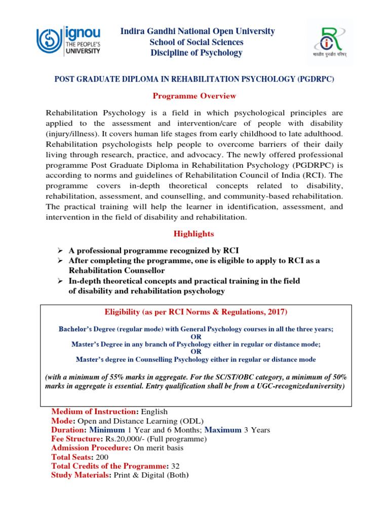 PGDRPC Information Brochure | PDF | Psychology | Psychologist
