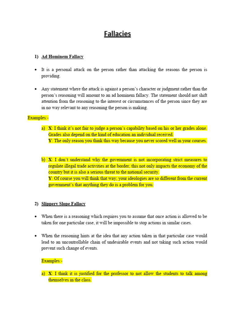 Fallacies Notes | Download Free PDF | Reason | Fallacy
