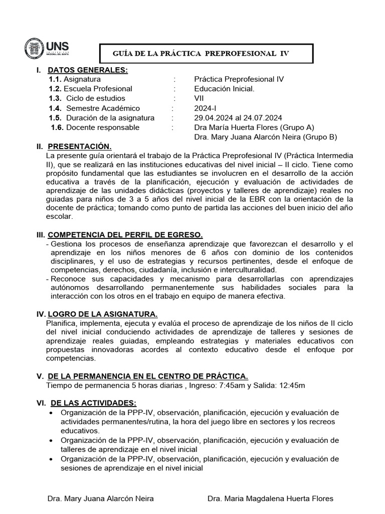 Guia de Practica Preprofesional IV | PDF | Educación de la primera infancia | Evaluación