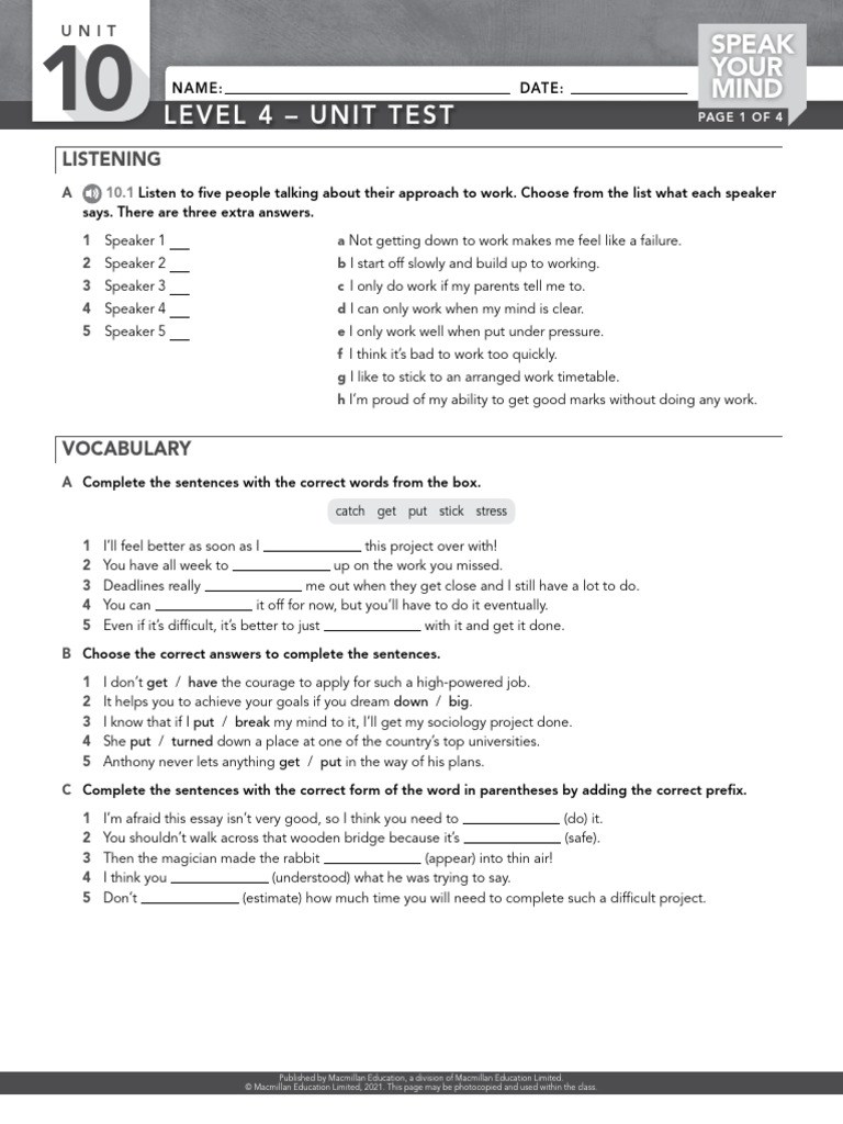 Upper-Int 3 Unit 10 | PDF