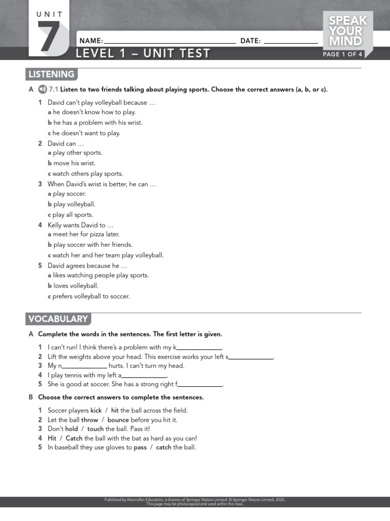 BASIC 2 UNIT 7 | Download Free PDF | Volleyball