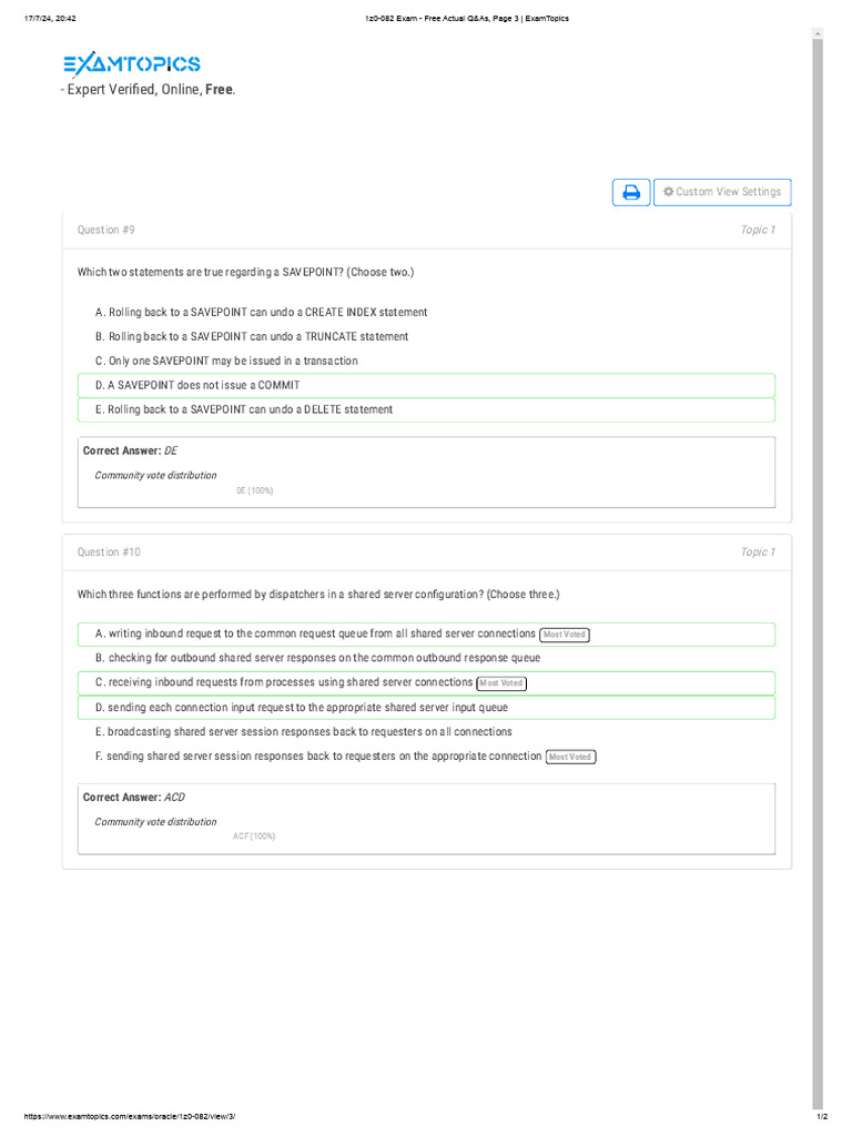 1z0-082 Exam - Free Actual Q&as, Page 3 - ExamTopics | PDF | Software | Information Technology ...
