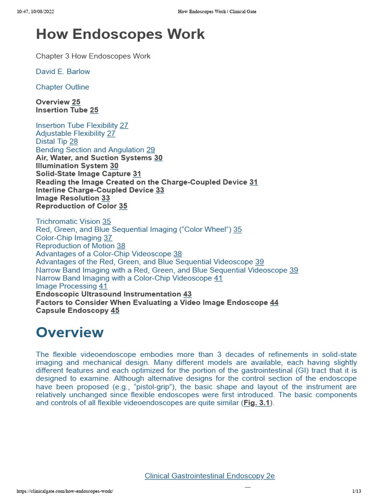How Endoscopes Work - Clinical Gate | PDF | Endoscopy | Charge Coupled ...
