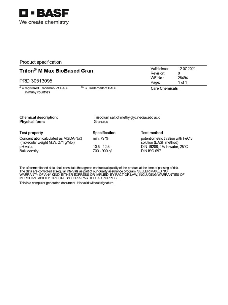 ESP Trilon M Max Biobased Gran | PDF