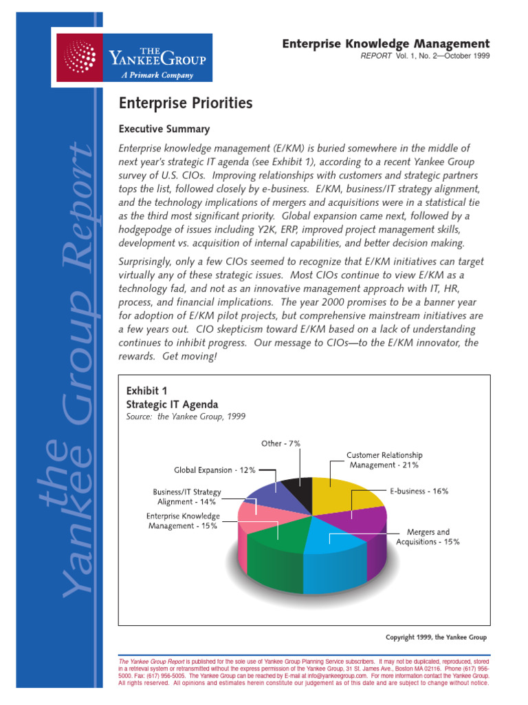 Knowledge Management: Enterprise Priorities | PDF | Chief Information Officer | Knowledge Management