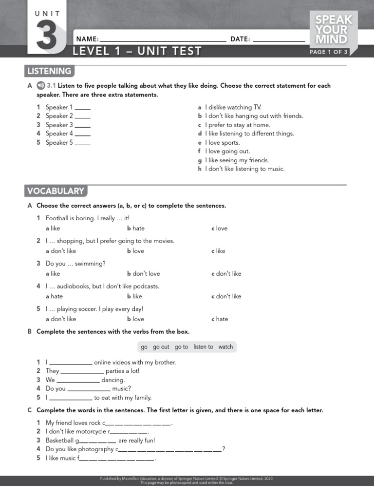 Basic 1 Unit 3 | PDF | Linguistics