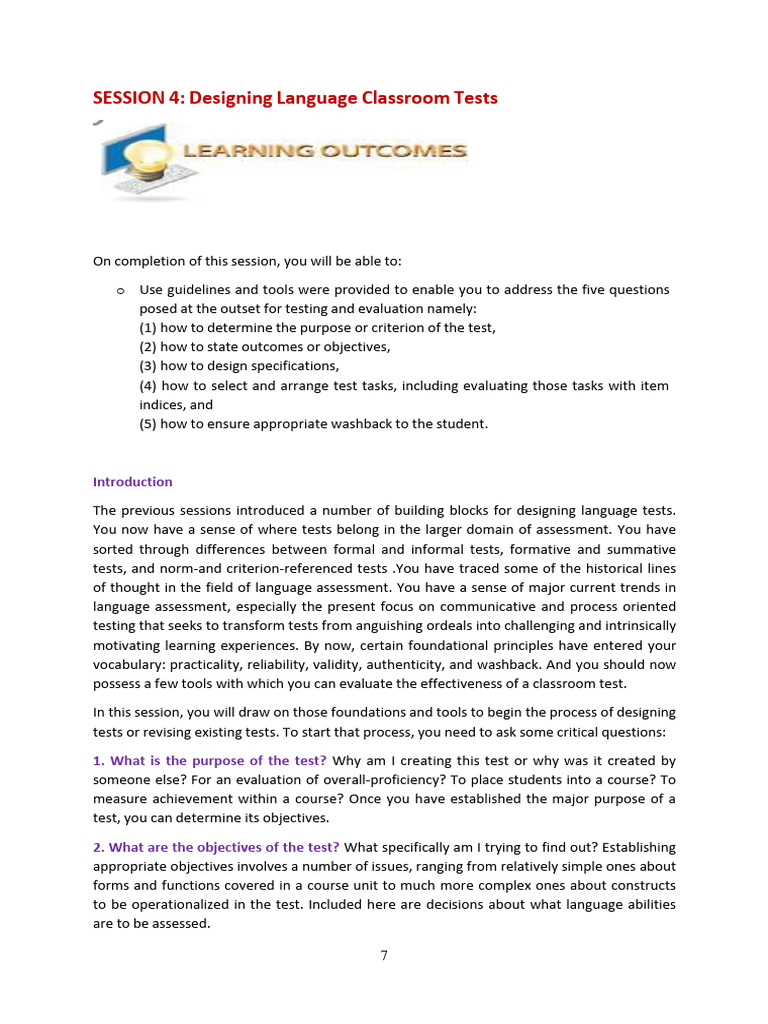 Session 4 - Designing Language Test | PDF | Multiple Choice | Test Of ...