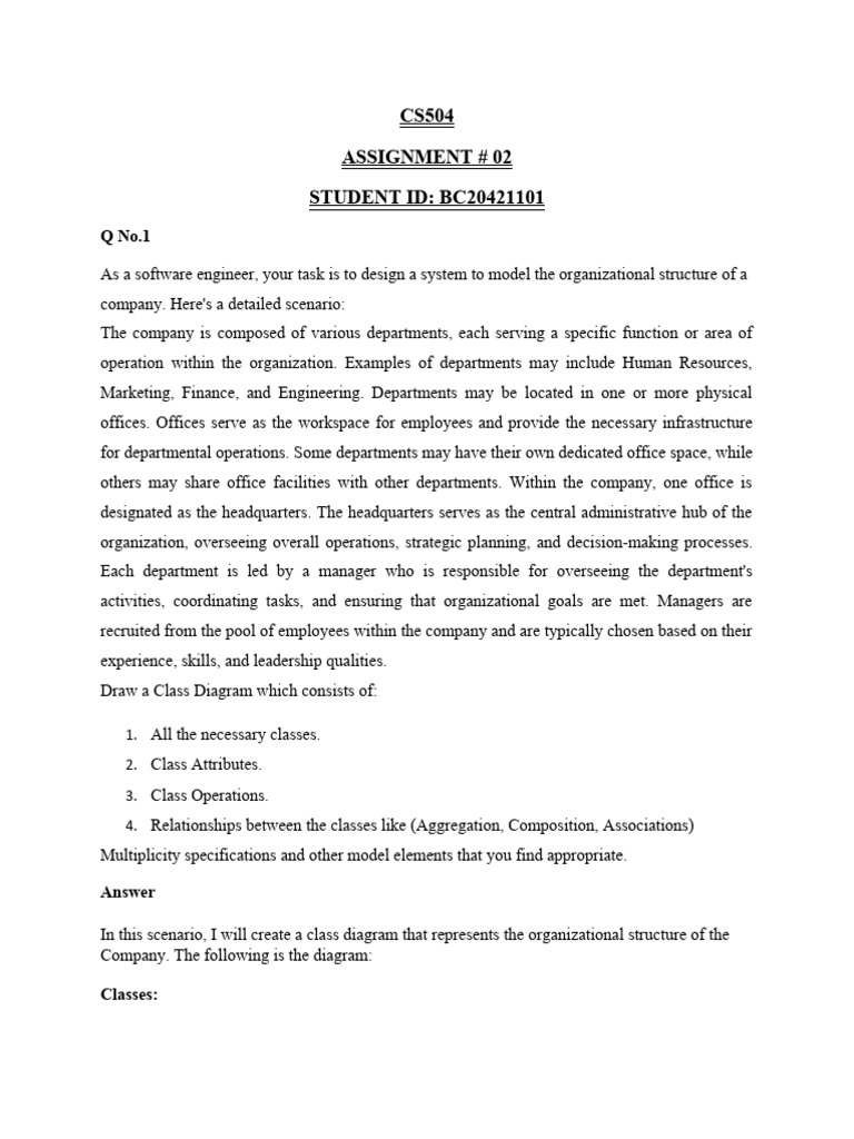 Spring 2024 - CS504 - 2 - BC210421101 | PDF | Organizational Structure ...
