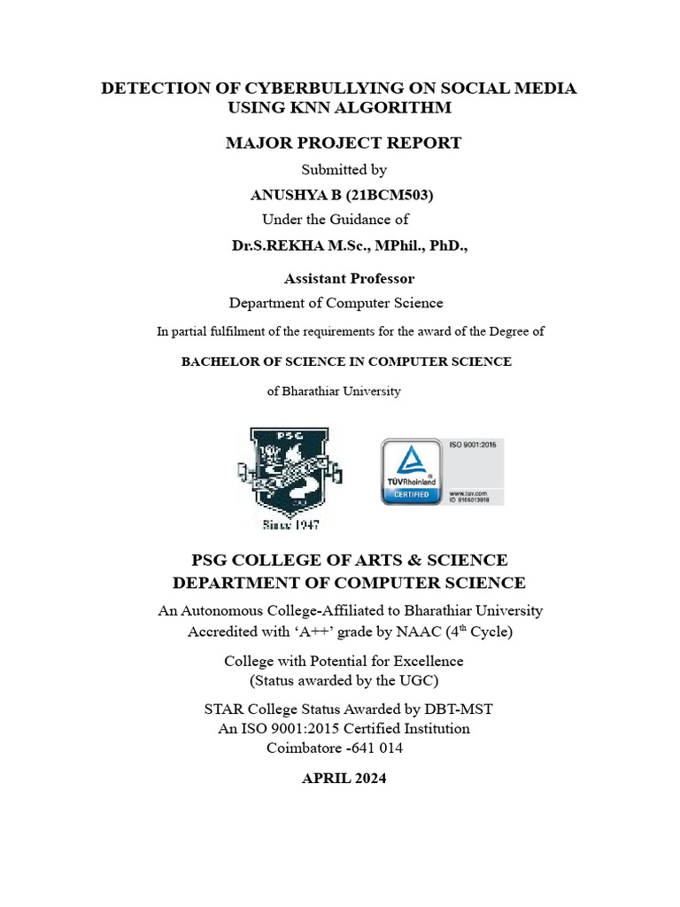 Cyberbullying Detection Using KNN | PDF | Software Testing | Input/Output