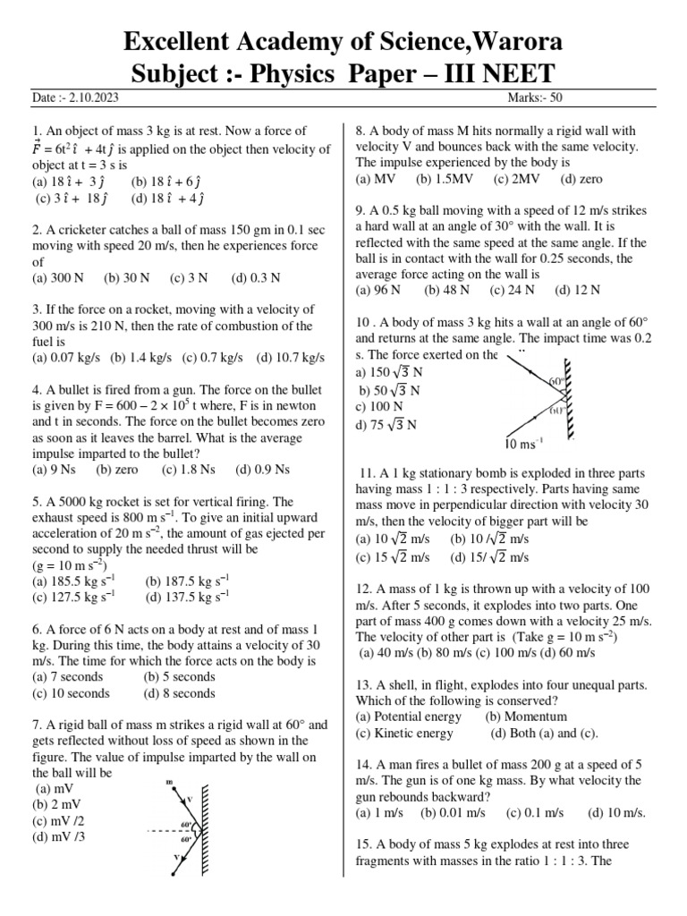 Physics Regular NEET III | PDF | Force | Friction