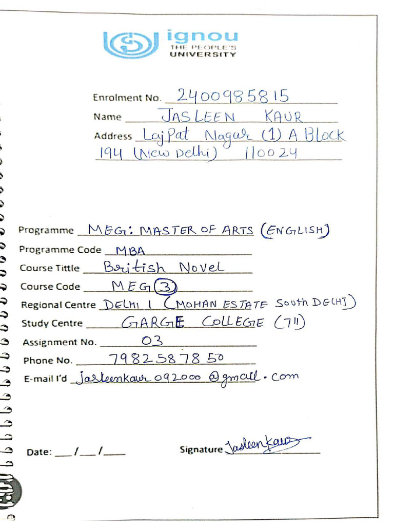 British Novel (MEG 03) - Comp | PDF