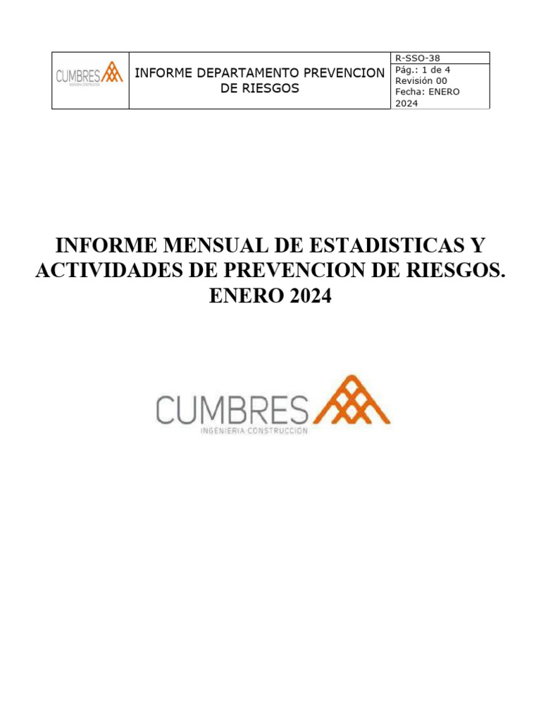 R-SSO-38 Informe Actividades Prevencion (Gerencia) | PDF | Riesgo