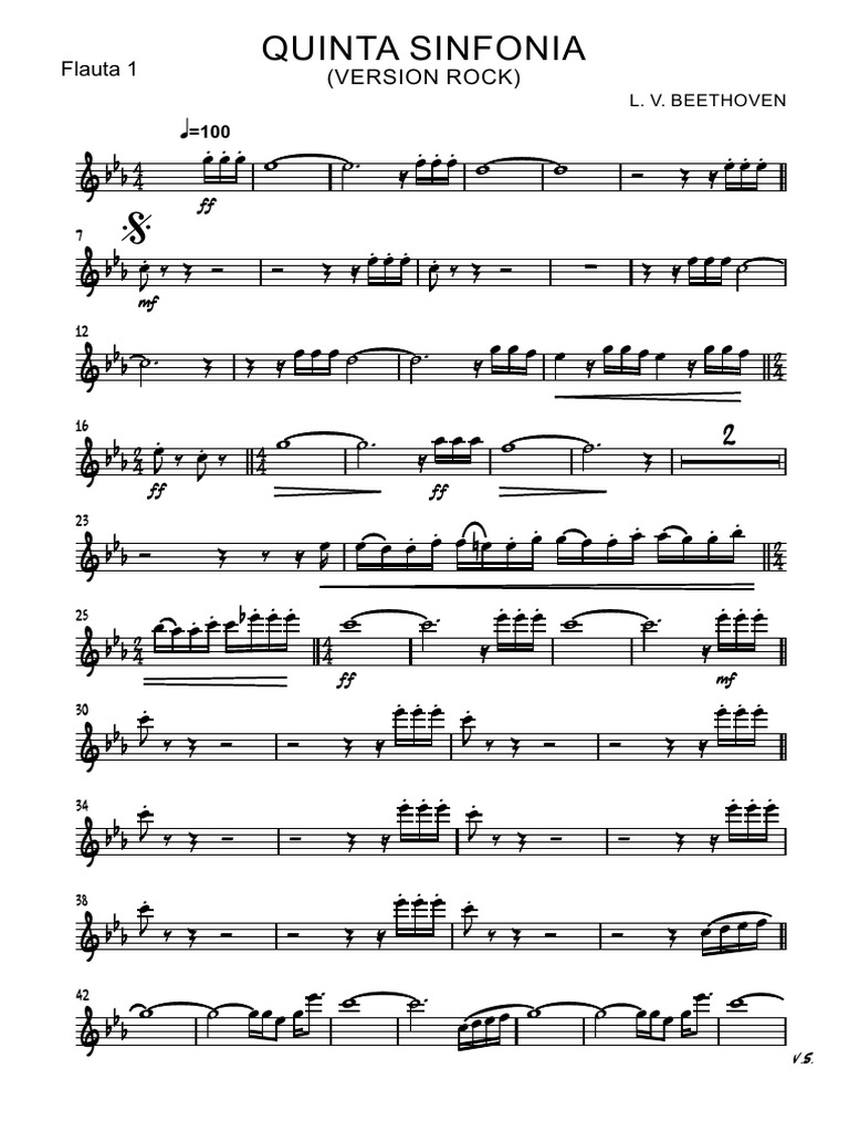QUINTA SINFONIA - Flauta 1 | PDF