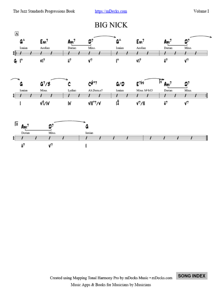 Big Nick - Jazz Standards Progressions Book Analyzed | PDF | Musical Scales | Pitch (Music)