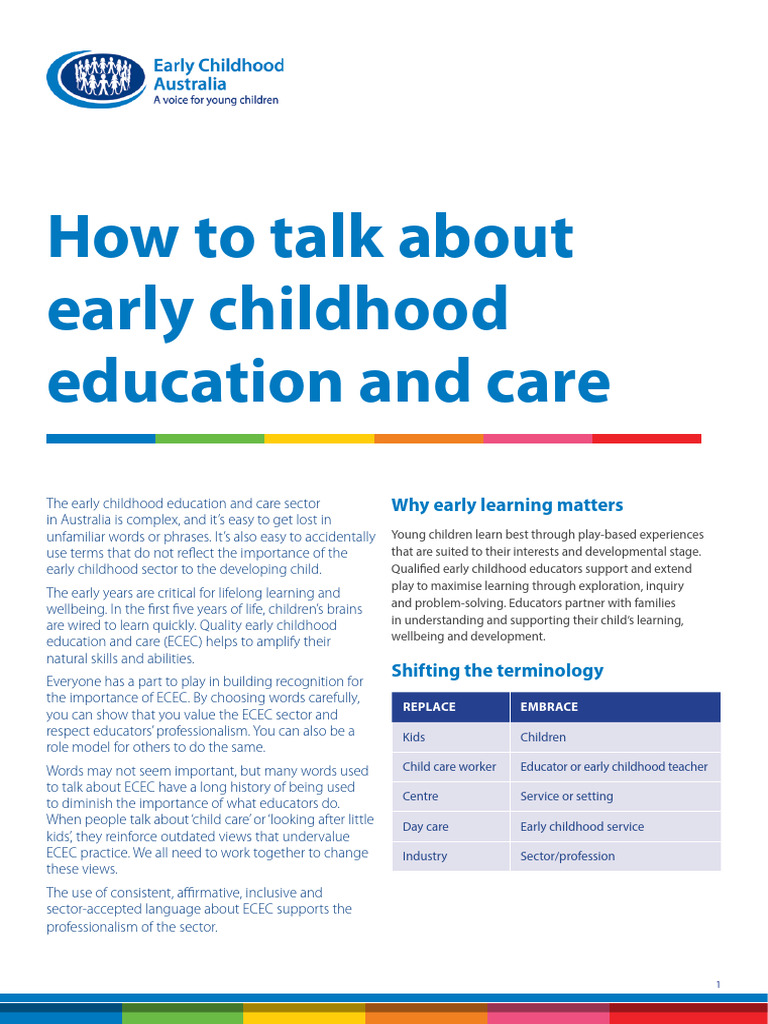 How To Talk About ECEC | PDF | Preschool | Child Care