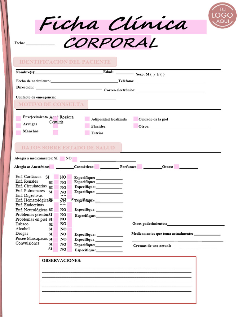 3.- FICHA CLINICA CORPORAL (1) | Descargar gratis PDF | Cuidado de la ...