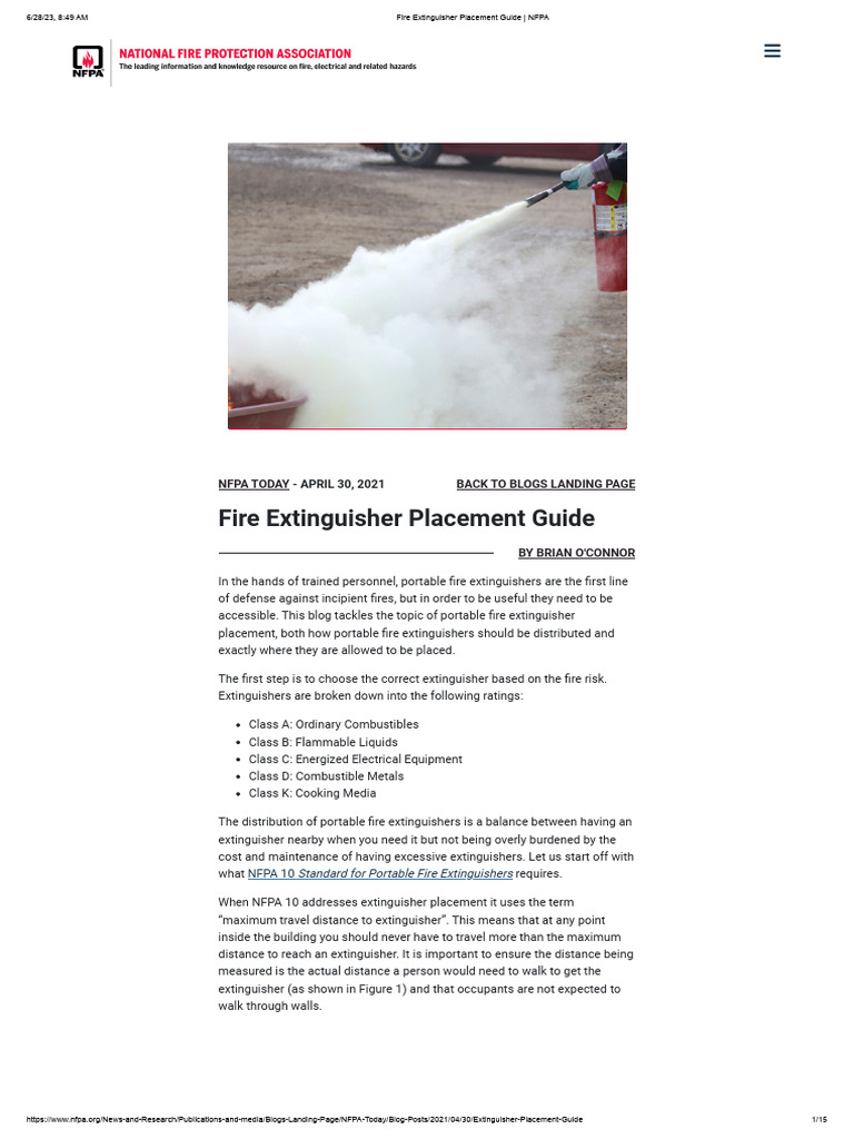 Fire Extinguisher Placement Guide _ NFPA | PDF | Building Engineering ...