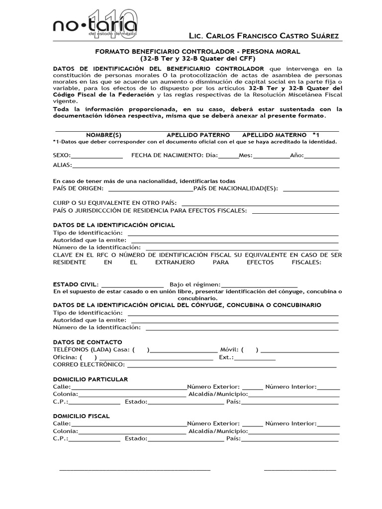 FORMATO - BENEFICIARIO CONTROLADOR (1) | PDF