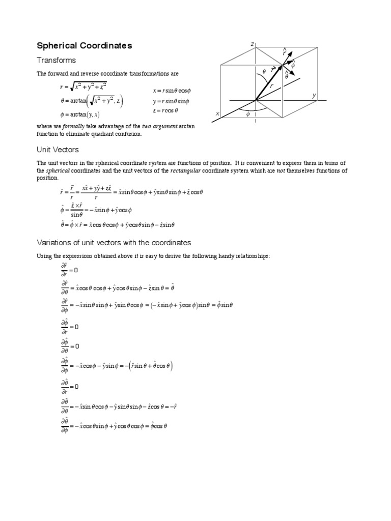 Spherical Coordinates: Transforms | PDF