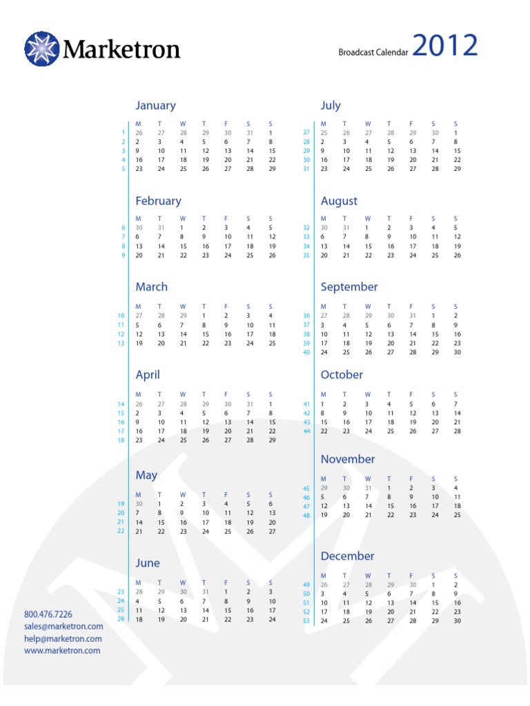 Broadcast Calendar 2012 Overview | PDF