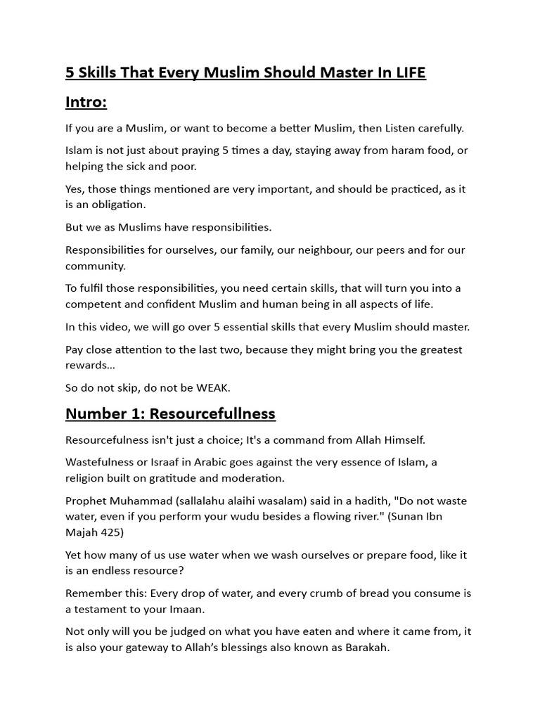 5 Skills That Every Muslim Should Master in LIFE | PDF | God In Islam ...