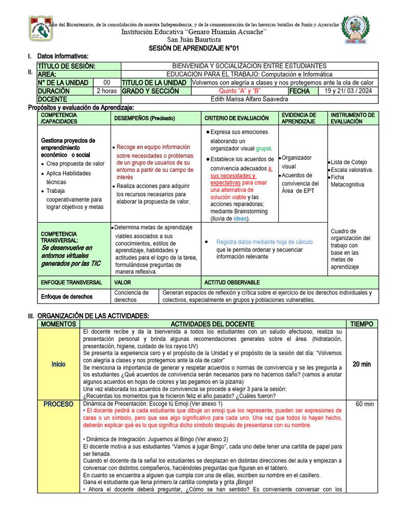 01 5to Sesion EPT | PDF | Las emociones | Aprendizaje