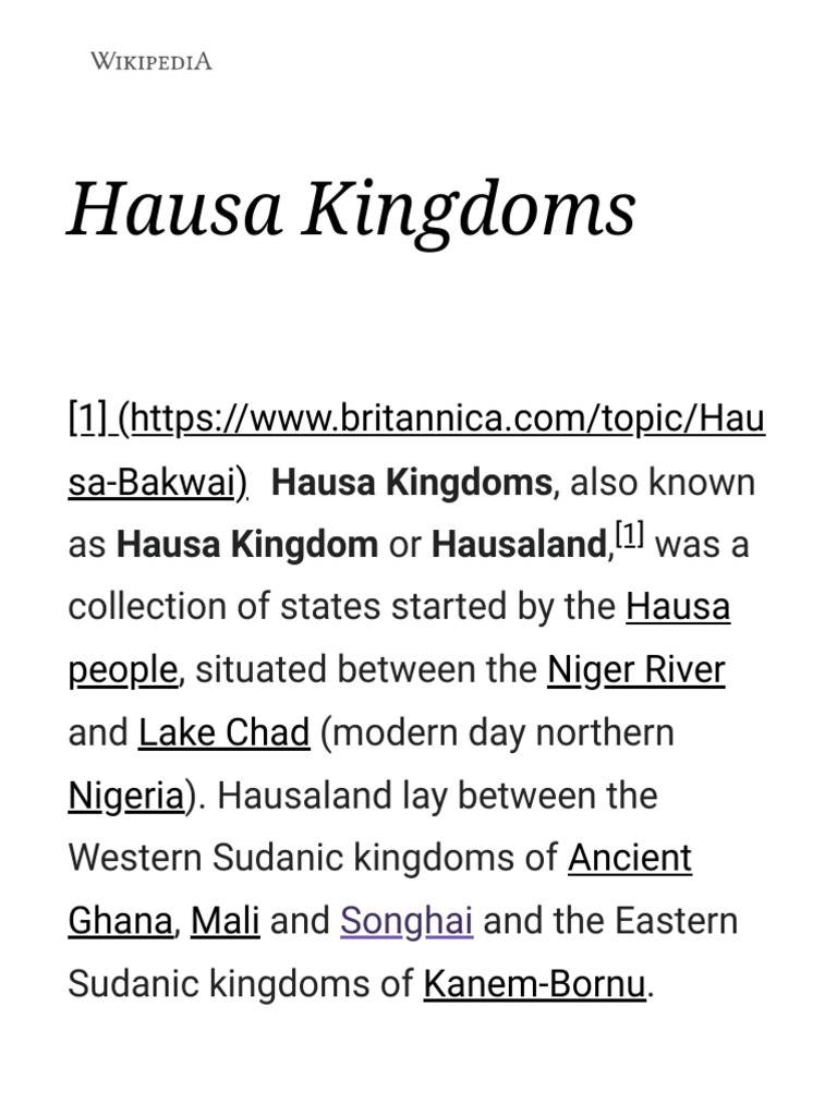 Hausa Kingdoms: History & Culture | PDF | Classics