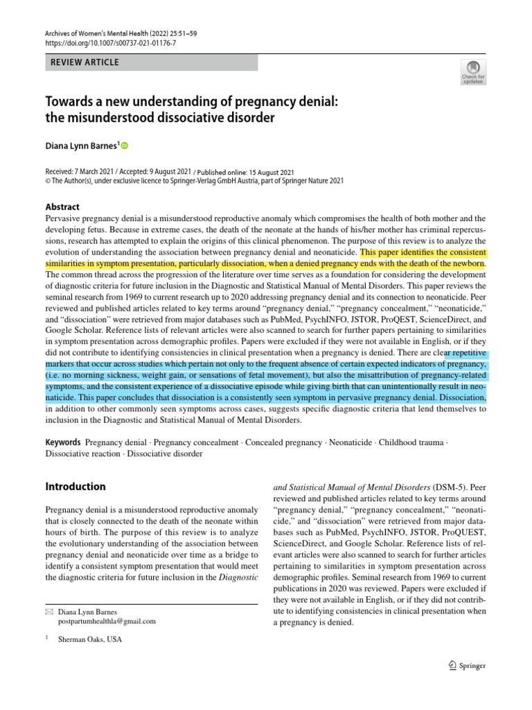 Understanding Pregnancy Denial and Neonaticide | PDF | Pregnancy ...