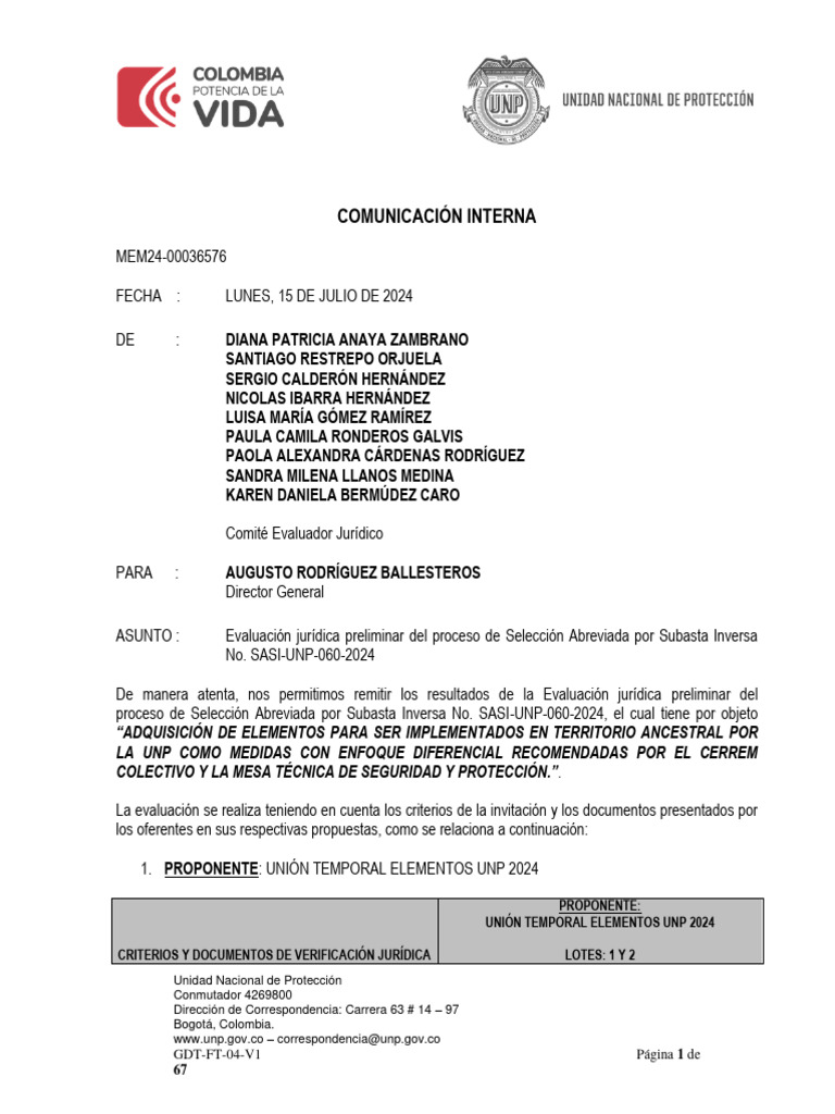 Informe de Evaluacion Juridica Preliminar | PDF | Documento de identidad | Colombia