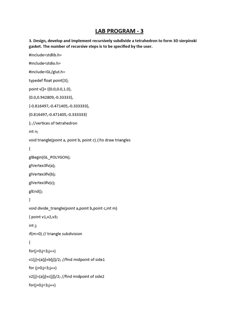 CG LAB PROGRAM 3 and 4 | PDF | Computer Programming