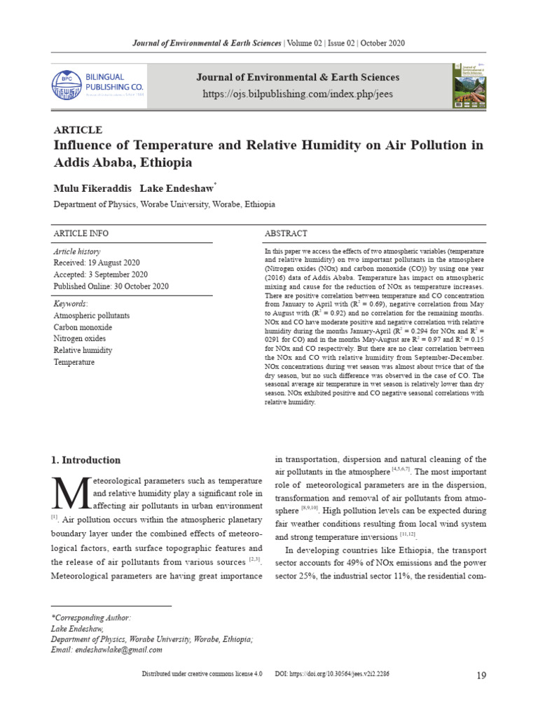 Influence of Temperature and Relative Humidity On | PDF | Atmosphere Of ...