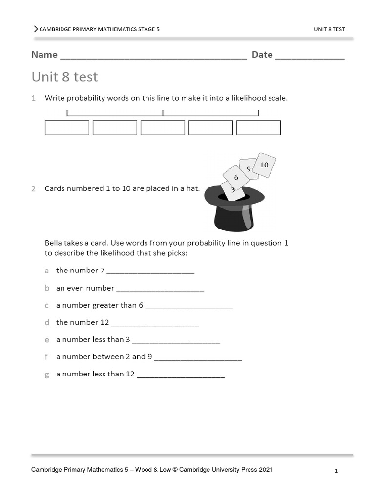 Stage 5 Unit 8 Probability Test | PDF