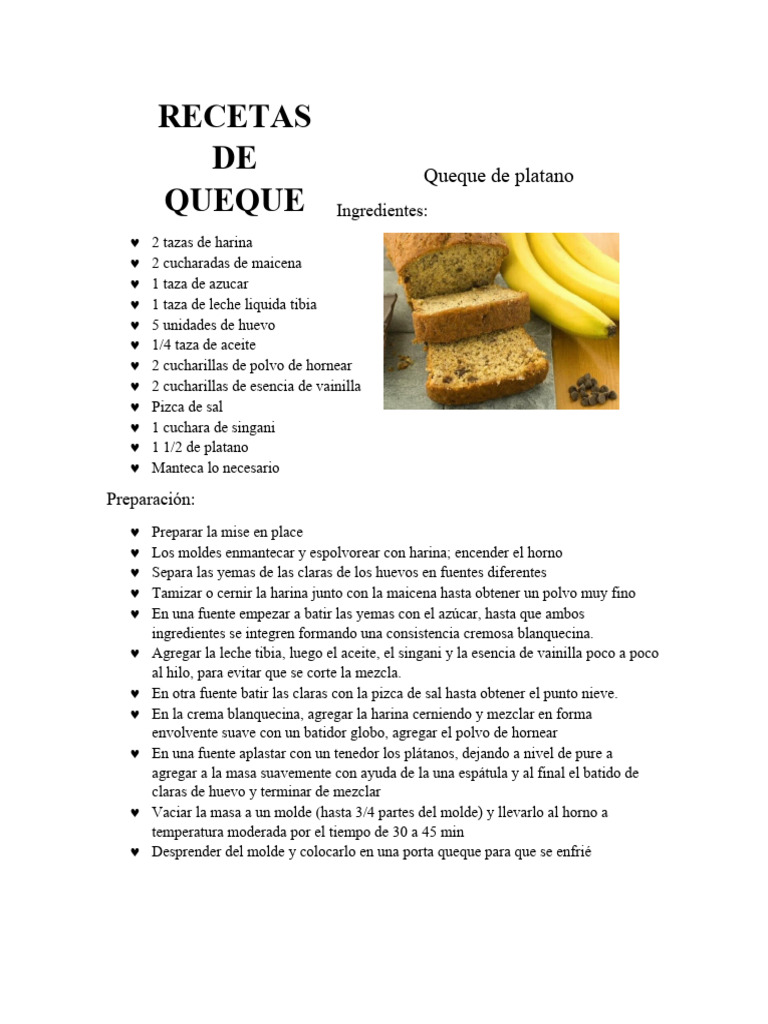 Receta de Queques | PDF | Panes | Masa