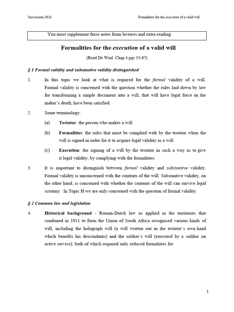 Formalities For The Execution of A Valid Will | PDF | Will And ...