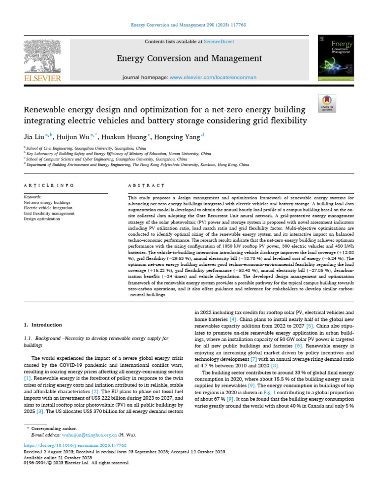 Renewable Energy Design and Optimization For A Net-Zero Energy Building ...