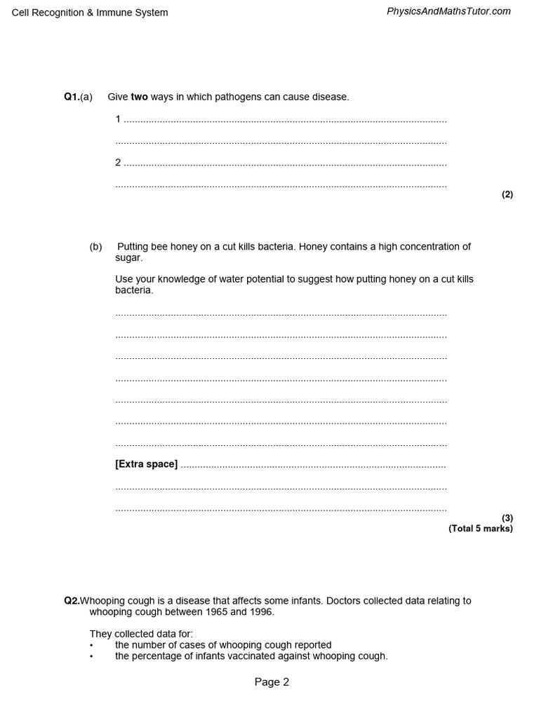2.4 Cell Recognition & Immune System QP | PDF | Antibody | Low Density Lipoprotein